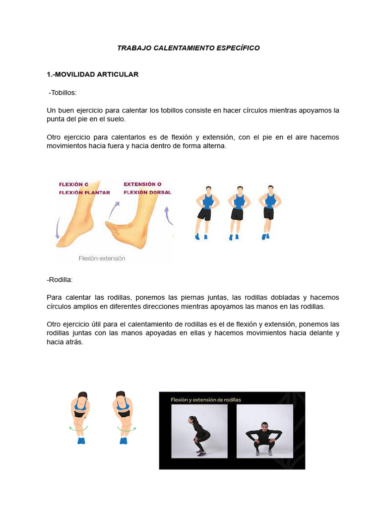 Trabajo Calentamiento Específico | PDF | Corriendo | Rodilla