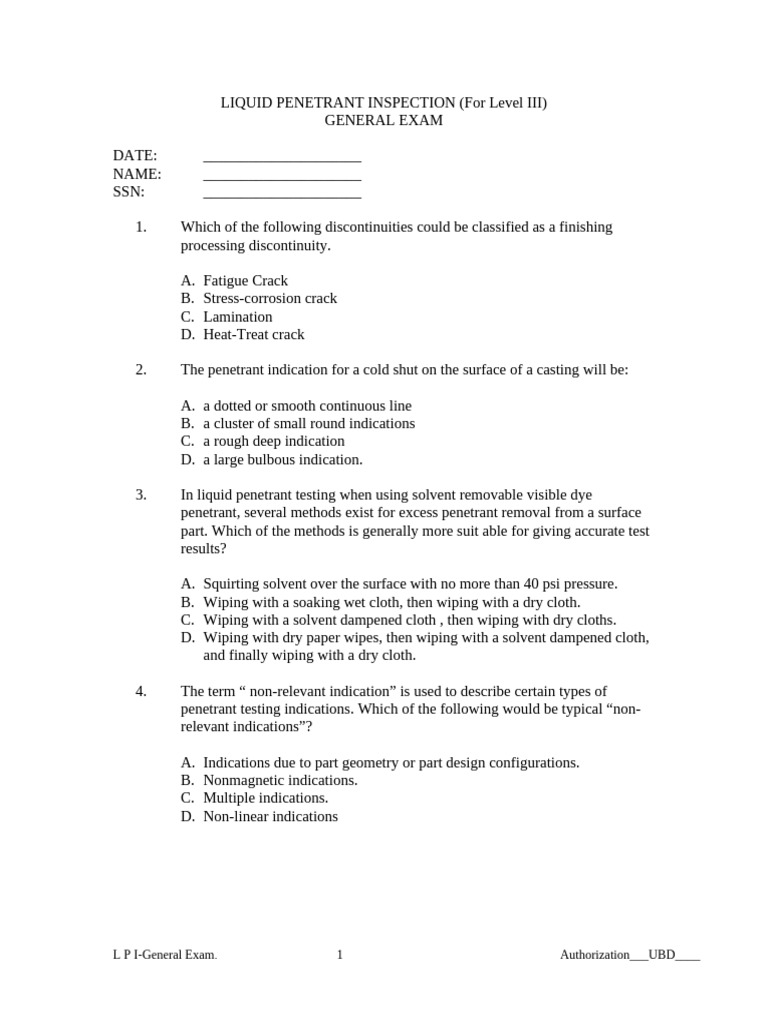 LIQUID PENETRANT INSPECTION General | PDF | Nondestructive Testing ...