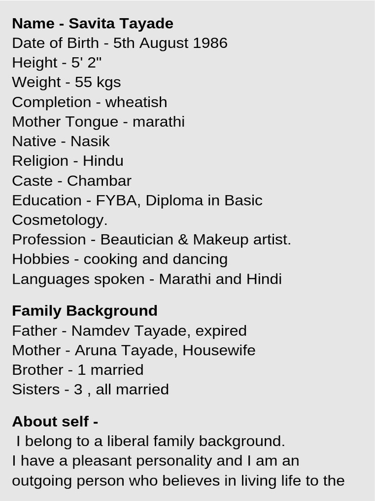 Savita Tayade: Profile & Caste Details | PDF