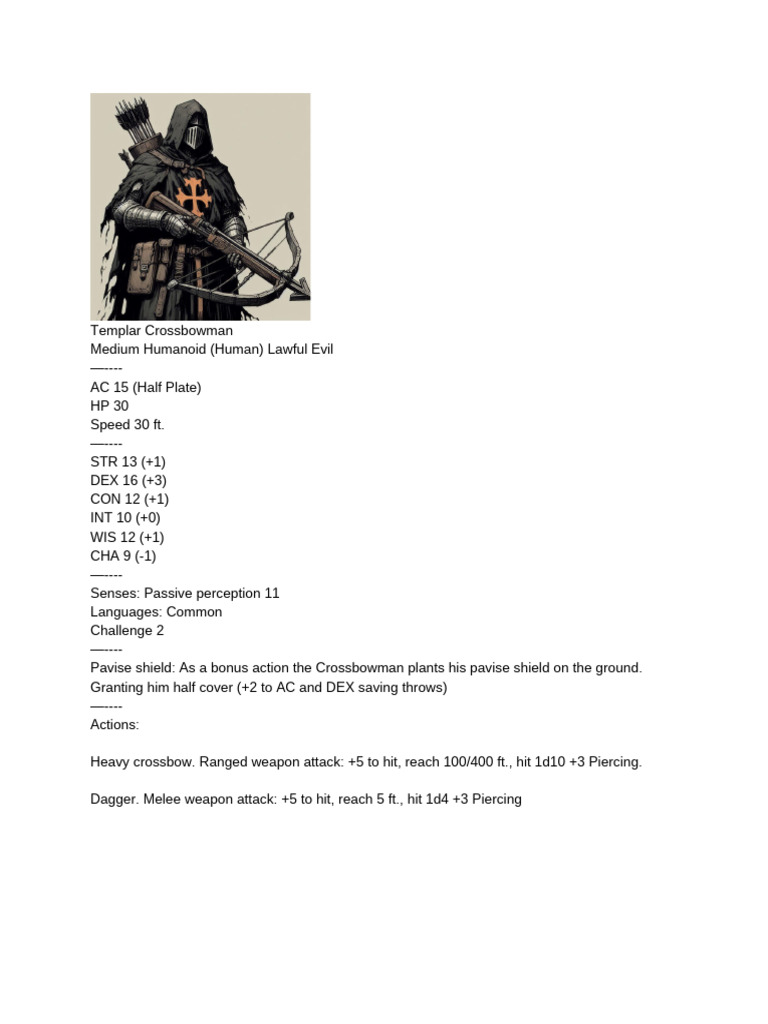 Templar Crossbowman | PDF
