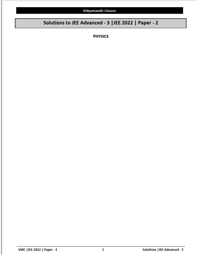 2022-JEE Advanced-3-PAPER-2 - Solutions | PDF | Atomic Nucleus ...
