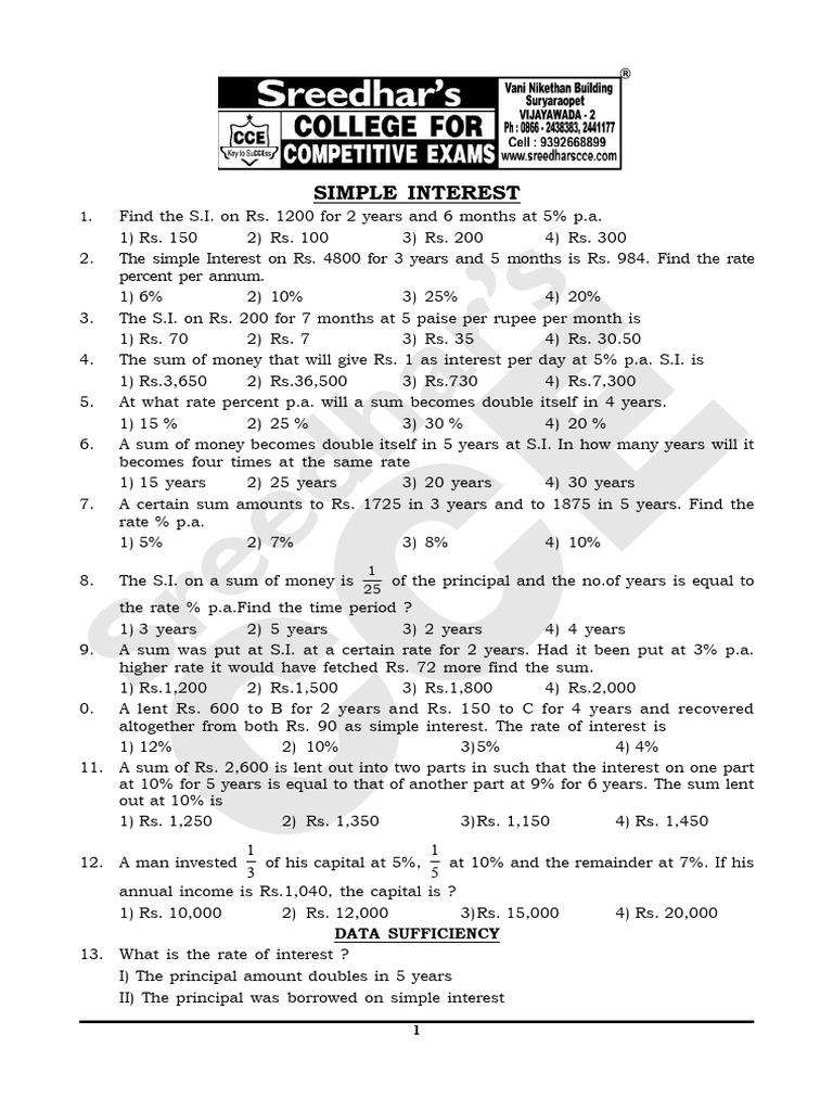 Simple Interest Problems and Solutions | PDF | Interest | Private Sector