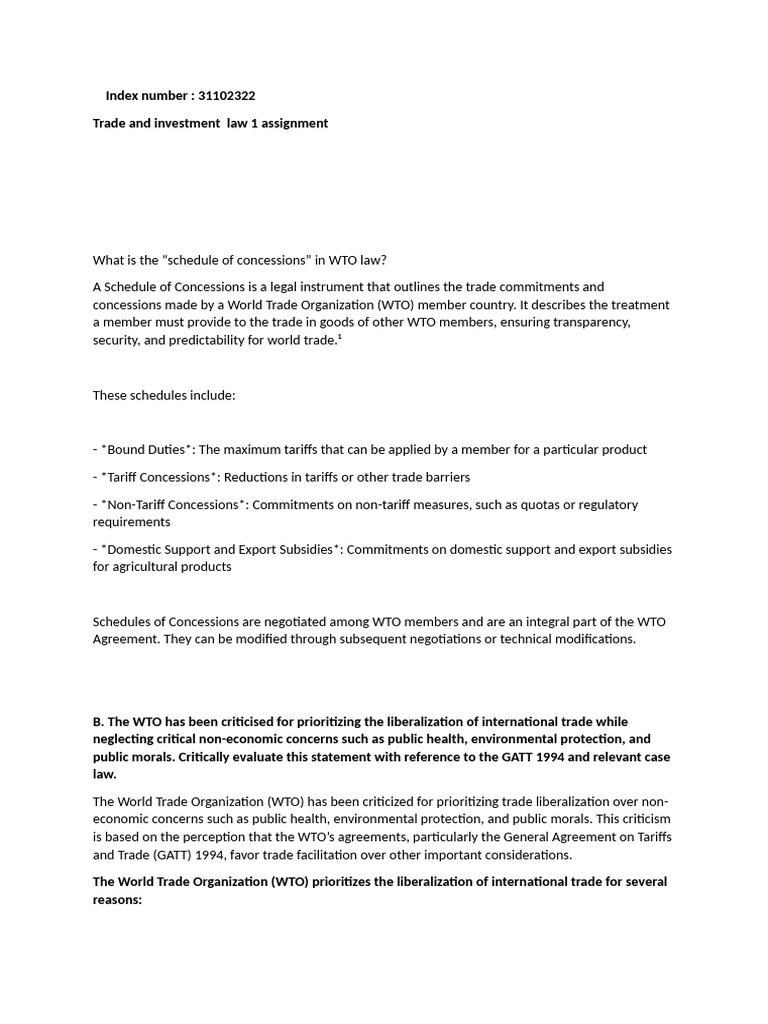 Sandra - Trade Law Assignment | PDF | World Trade Organization | Non Tariff Barriers To Trade