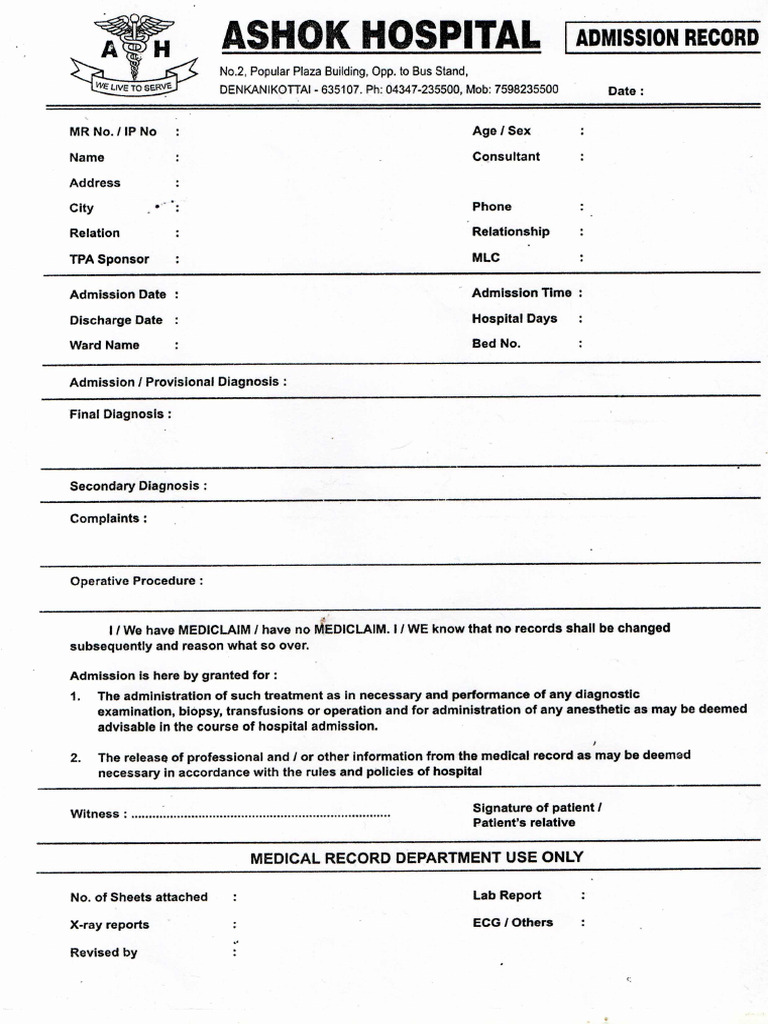 Hospital Case Sheet | PDF