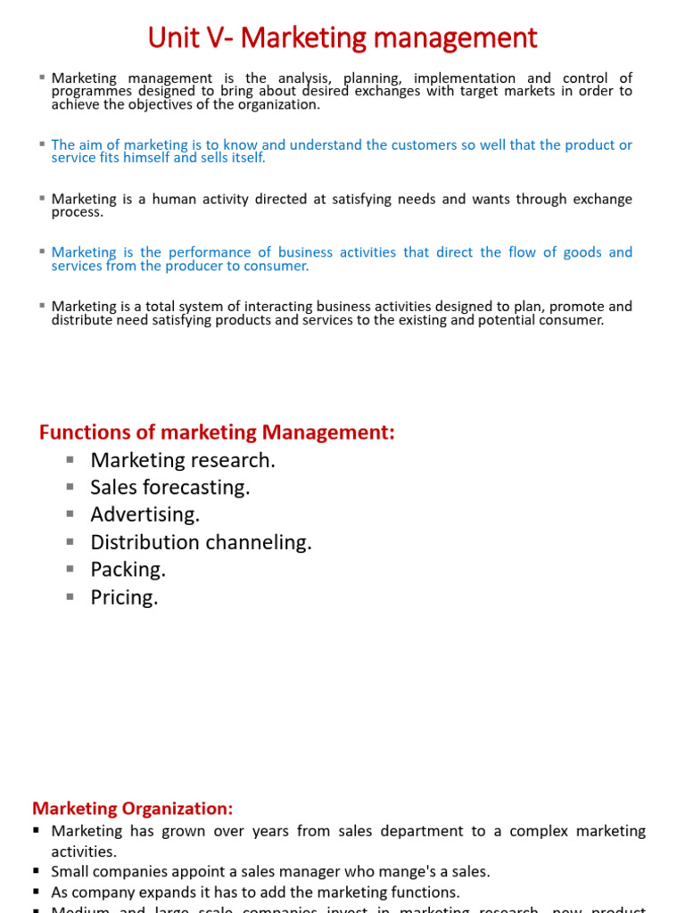 Unit-V-Marketing Management | PDF | Marketing | Pricing