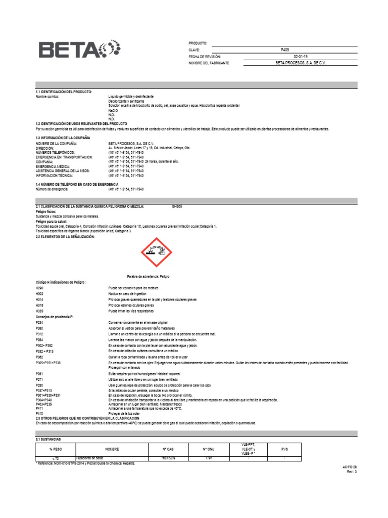 Biochlor 10 | PDF | Agua | Ácido