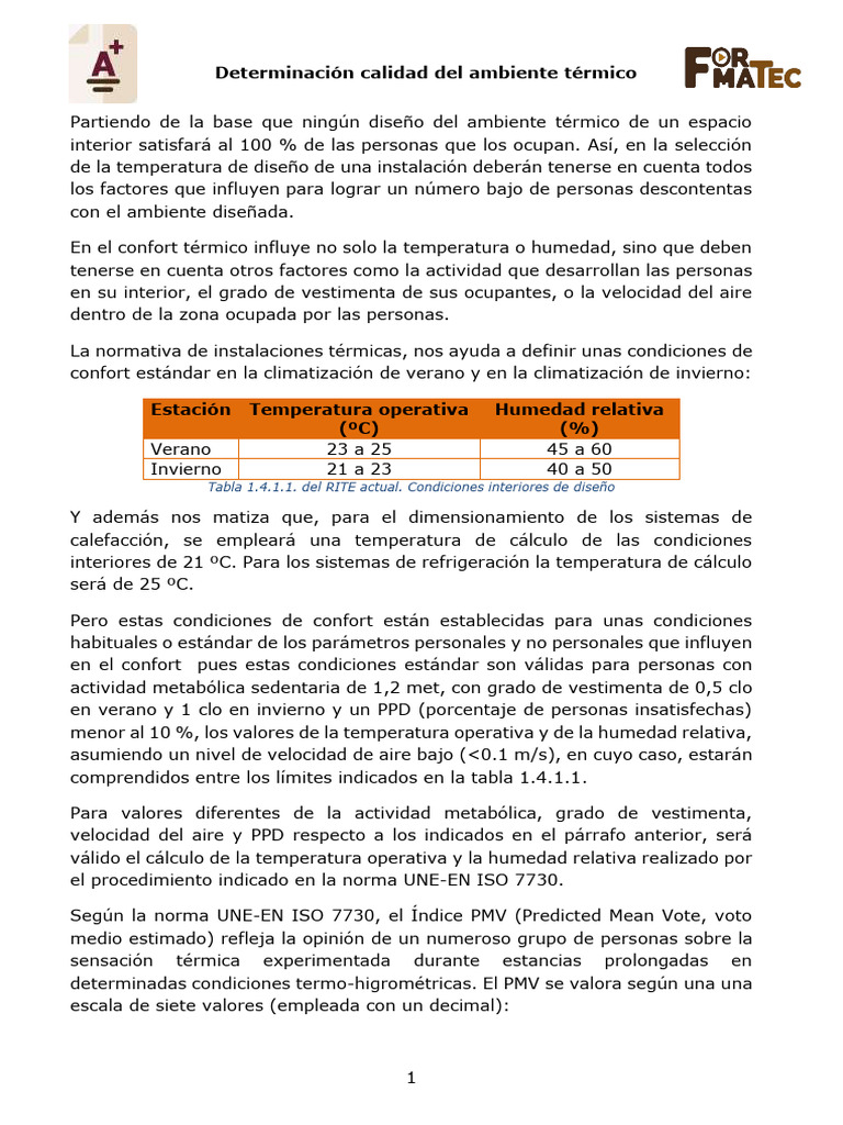 Ejercicio Práctico 1 Determinación Calidad Del Ambiente Térmico | PDF ...