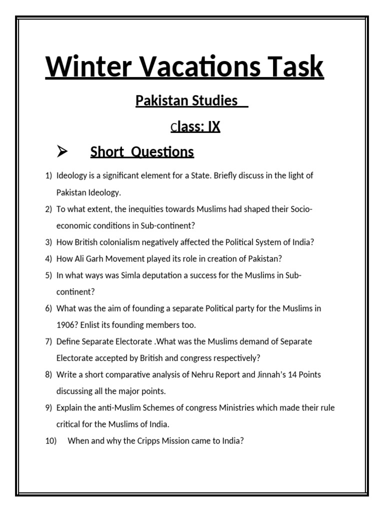 Winter Vacations Task (IX) | PDF | Desert | Pakistan