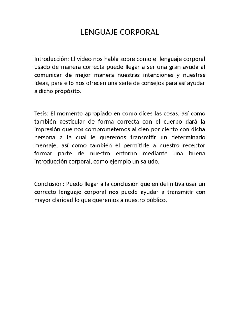 Lenguaje Corporal | PDF