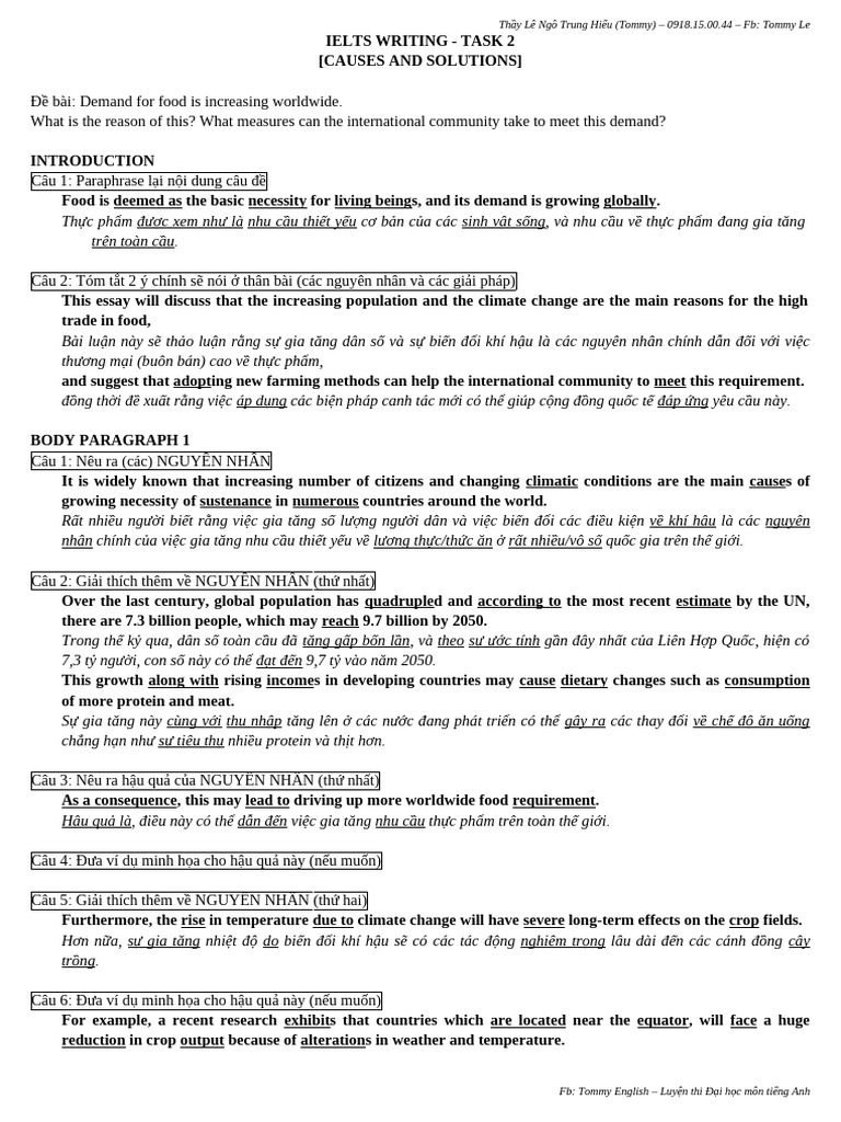 Writing - Task 2 - (Cause - Effect & Problem - Solution | PDF