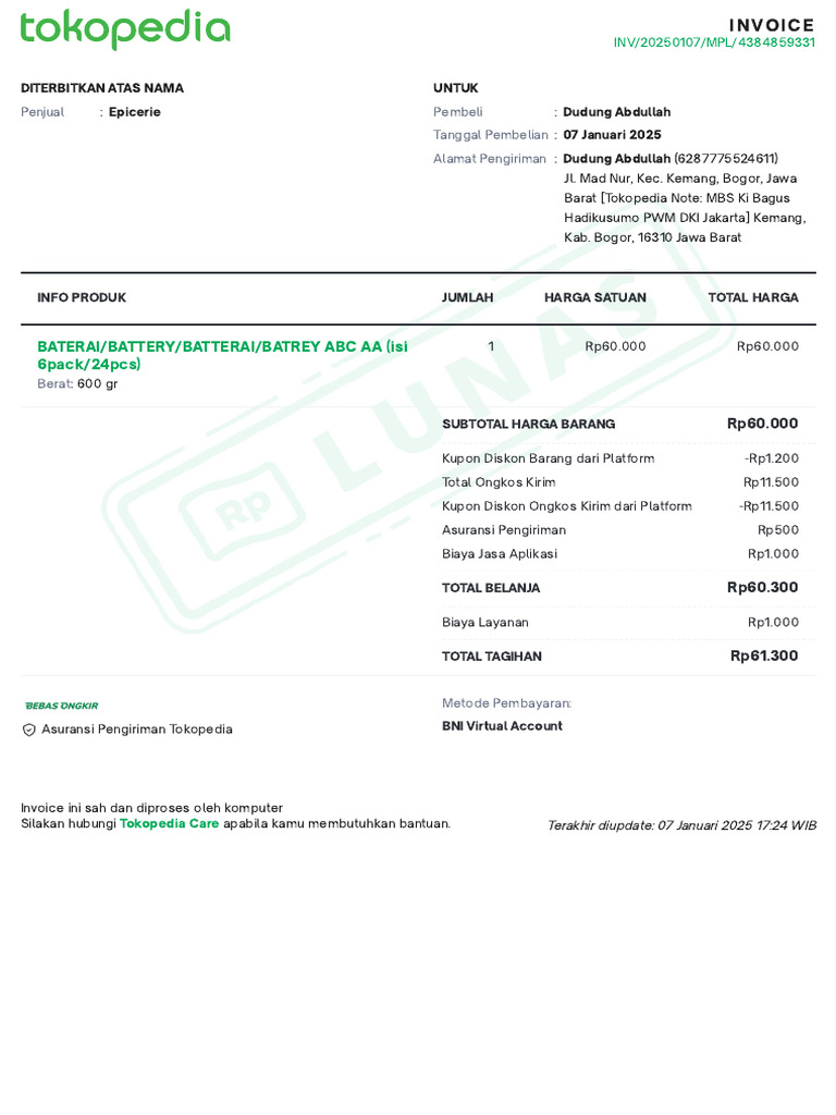 Invoice ABC Bos Jabal | PDF