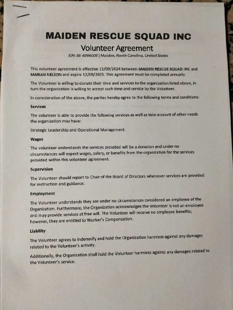 Maiden Rescue Squad Inc | PDF