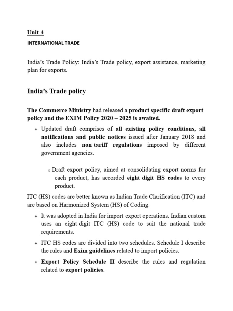 Unit 4 International Trade | PDF | Taxes | Exports