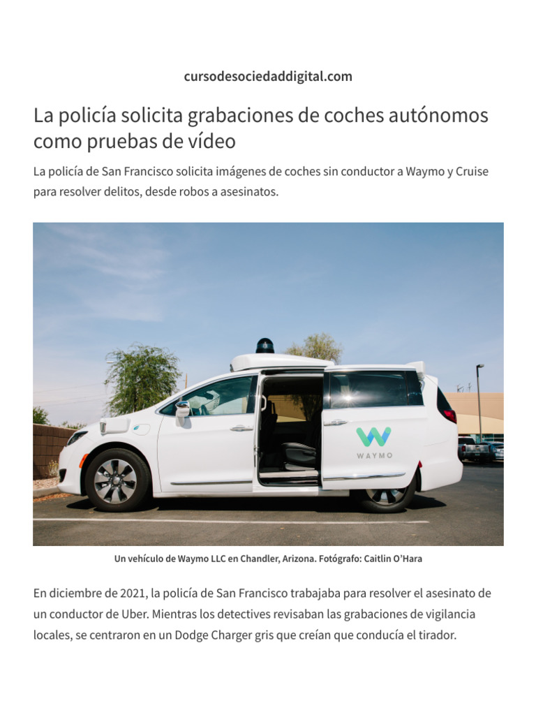 La policía solicita grabaciones de coches autónomos como pruebas de vídeo ...