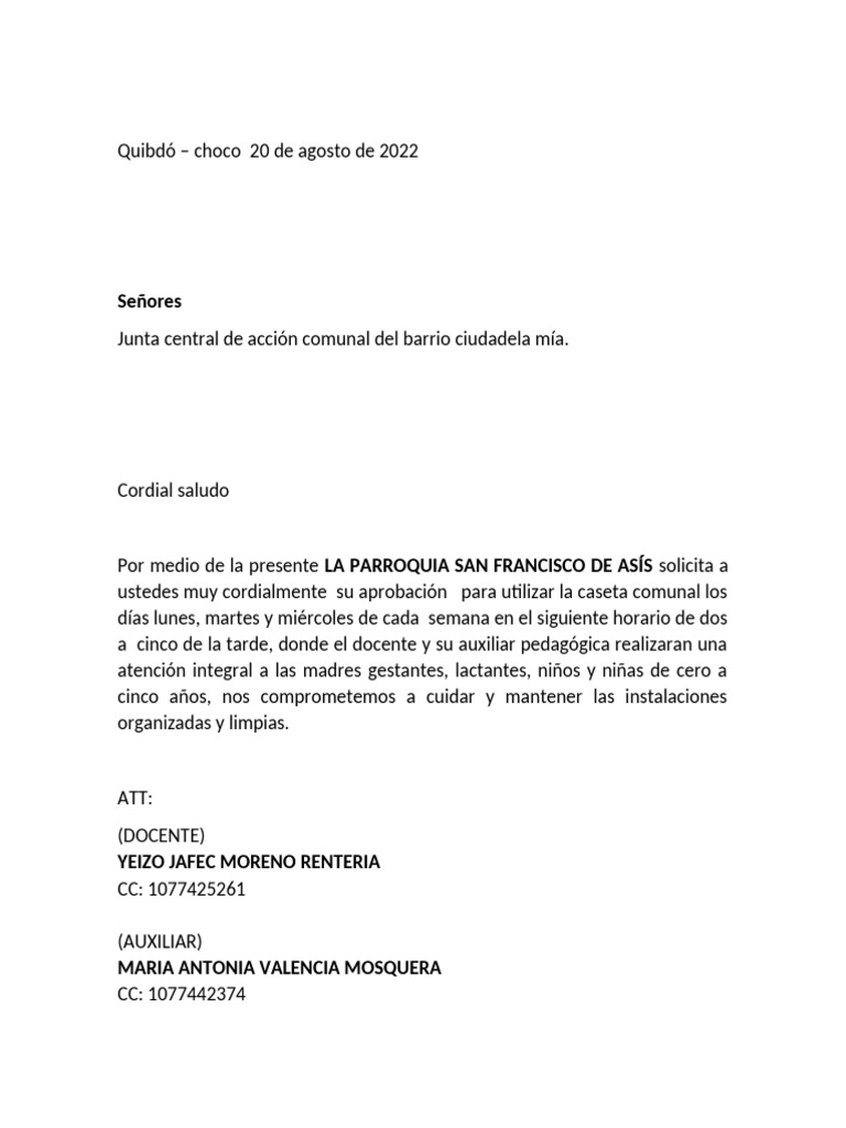 Solicitud Accion Comunal | PDF