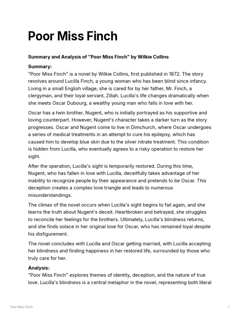 Poor Miss Finch | PDF