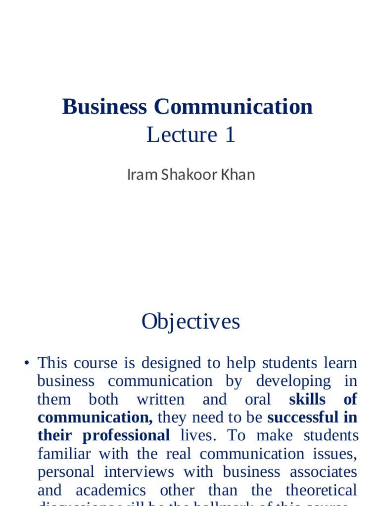Lecture 1-Business Communication | PDF | Communication | Information
