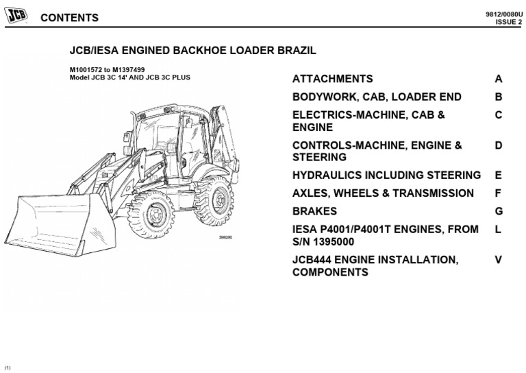 JCB Backhoe Loader Manual - Issue 2 | PDF