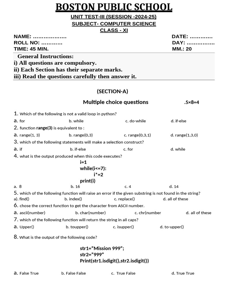 Class Xi-Computer Science Unit-Iii | PDF | Computer Engineering | Computer Programming