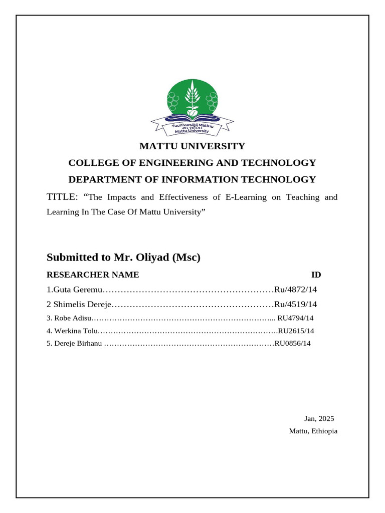 E-Learning Impact at Mattu University | PDF | Statistics | Educational Technology