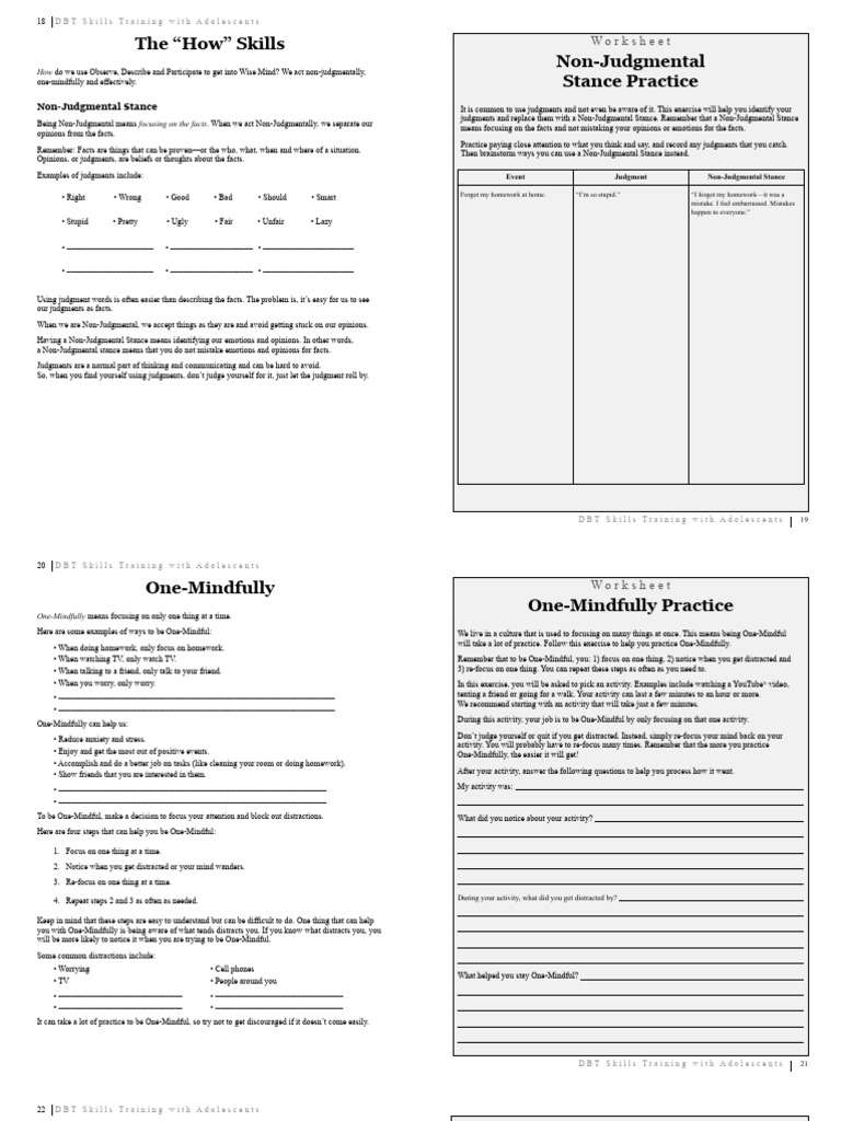 Adolescent-Workbook - The How Skills | PDF | Dialectical Behavior ...