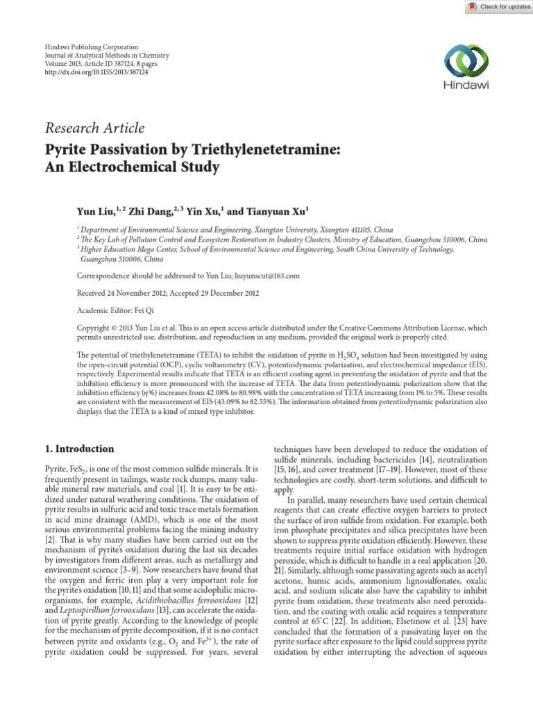 Journal of Analytical Methods in Chemistry - 2013 - Liu - Pyrite ...