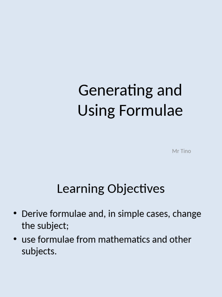 9.4 Using and Deriving Formulae Part 3 | PDF