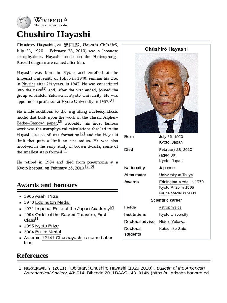 Chushiro_Hayashi | PDF | Physics | Astronomy