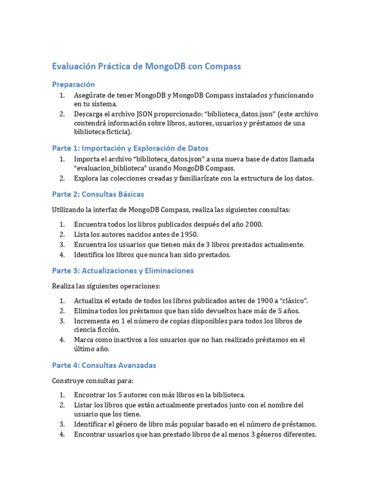 mongodb-compass-evaluacion-practica (1) | PDF | Mongo Db | Programación de computadoras