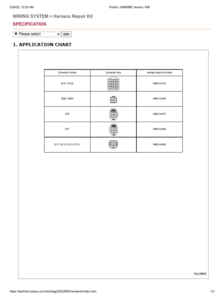 Wiring Harness Connector Part numbers | PDF