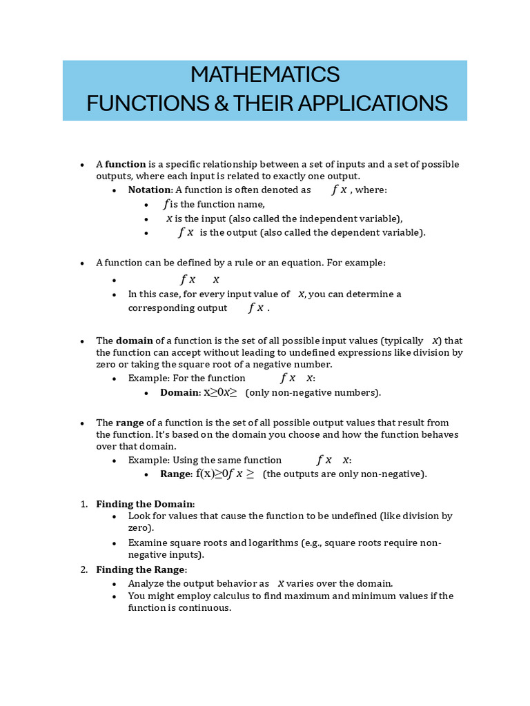 Functions & Their Applications | PDF | Function (Mathematics) | Analysis