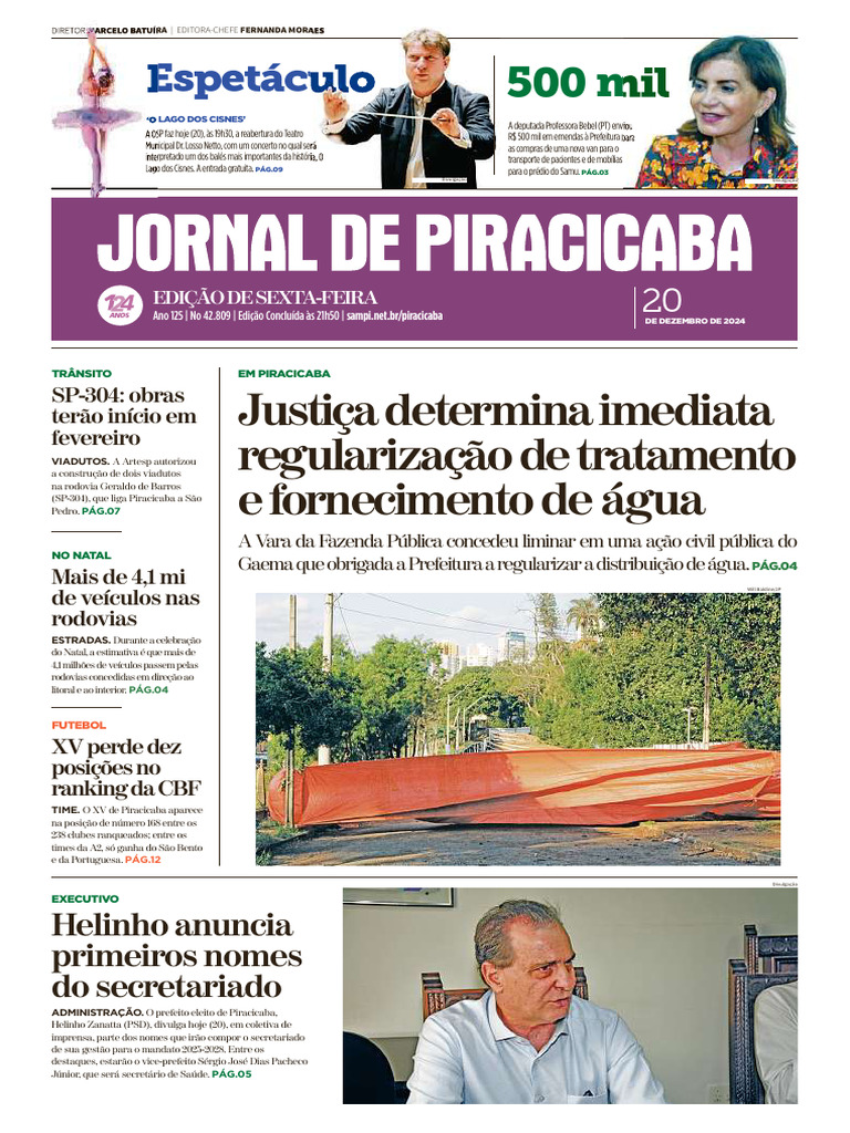 Justiça determina regularização de água em Piracicaba | PDF