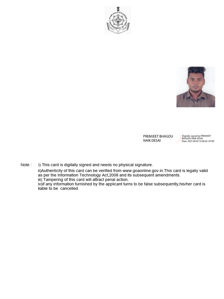 Goa Labour Employment Card Details | PDF