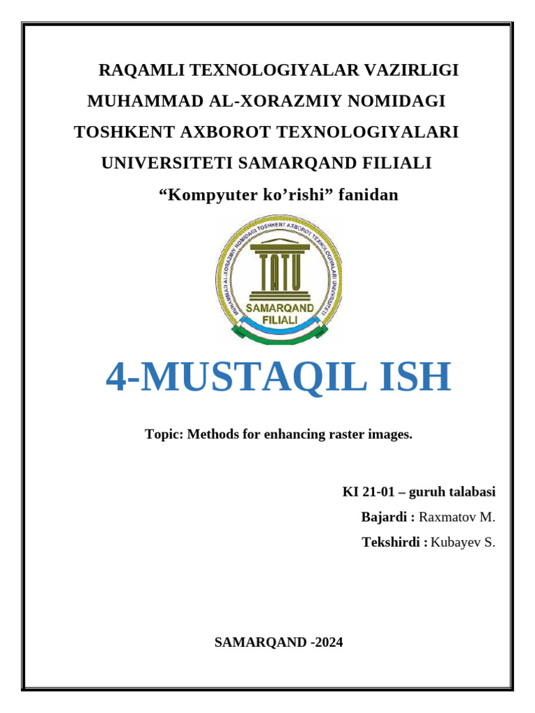 kk inglizchasi | PDF | Image Editing | Digital Signal Processing
