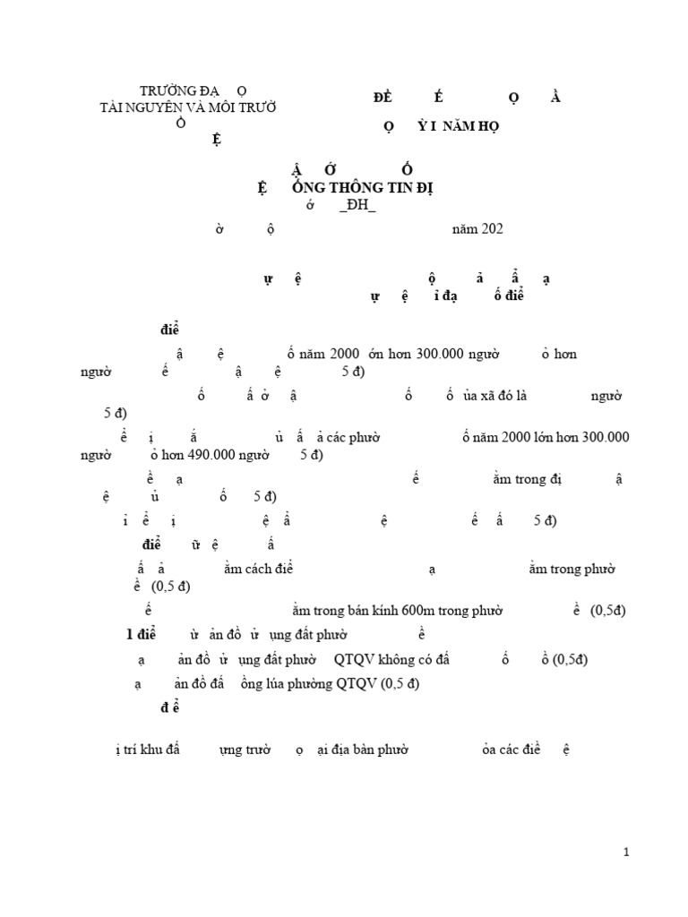 ĐỀ THI MÔN GIS-2024 | PDF