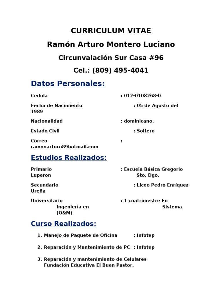 Curriculum Ramon Arturo[1] | PDF