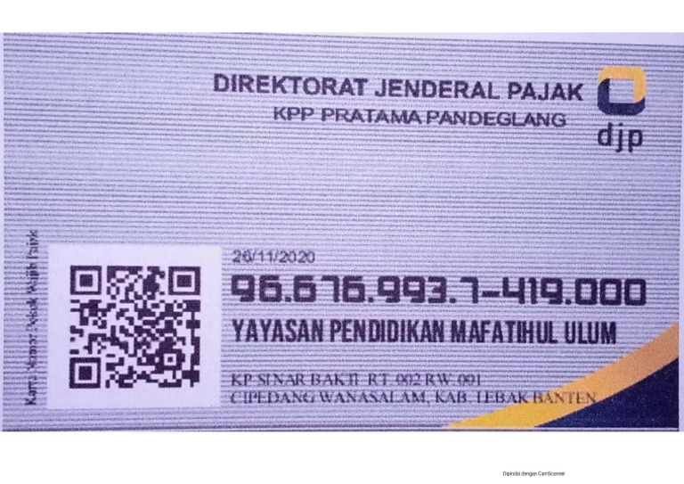 npwp Yayasan Mafatihul Ulum | PDF