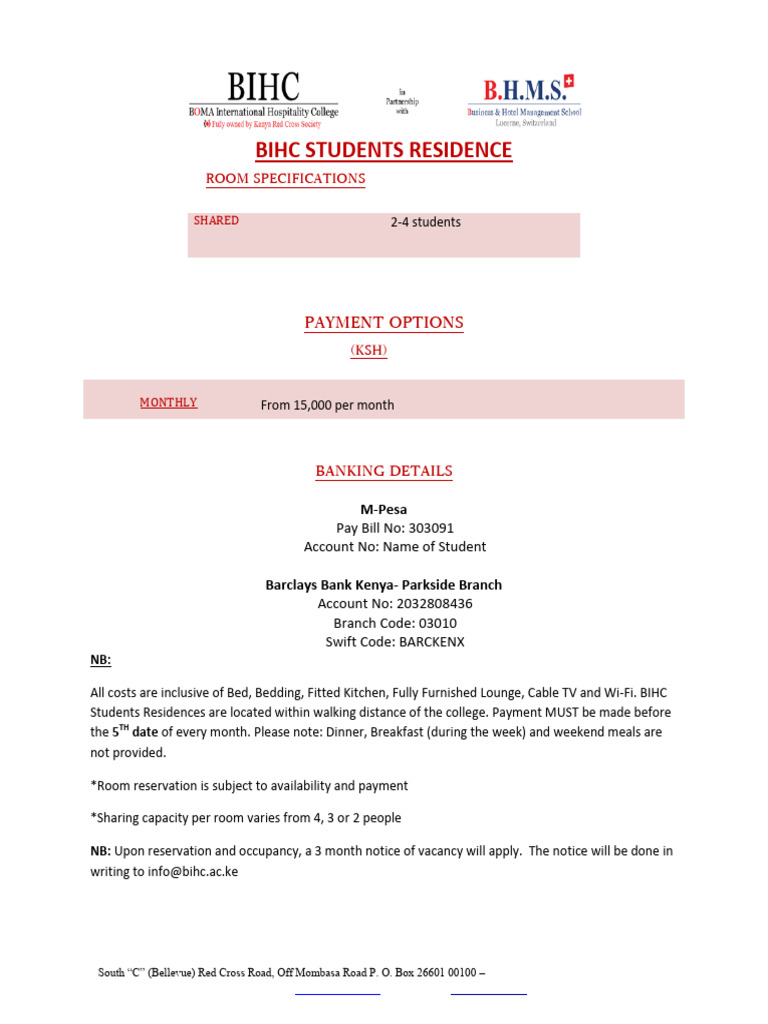 BIHC RESIDENCE FEES (1) | PDF