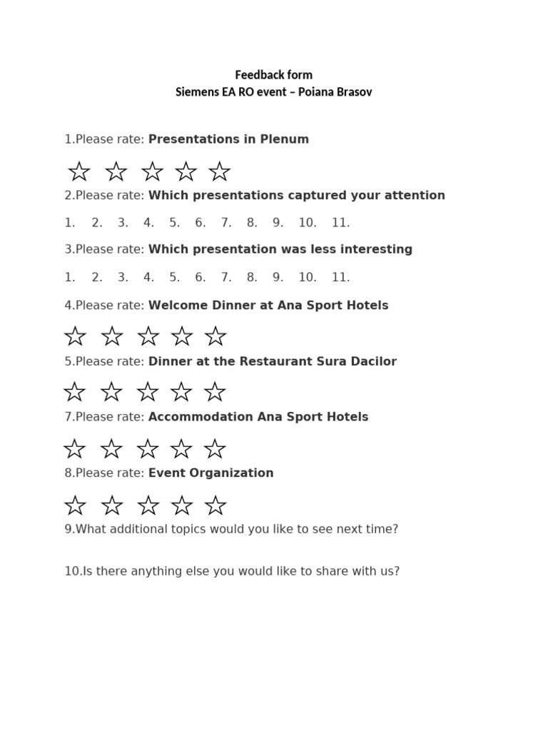 Formular Feedback Eveniment EA | PDF