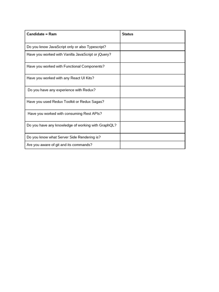 Pre-technical Round Question - Ram | PDF