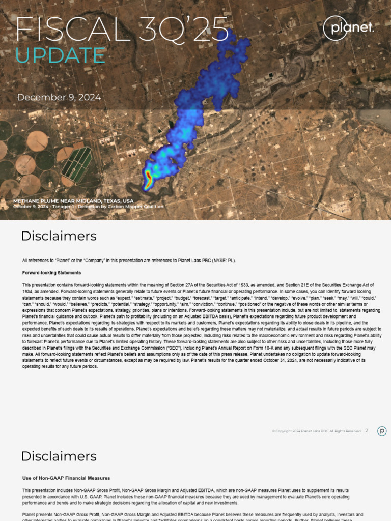 2025 01 02 Planet Fiscal 3Q 25 Update Presentation | PDF | Expense | Income