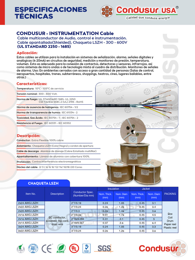 FICHA TÉCNICA CABLE APANTALLADO-CONDUSUR (3) | PDF | Cobre | Electromagnetismo