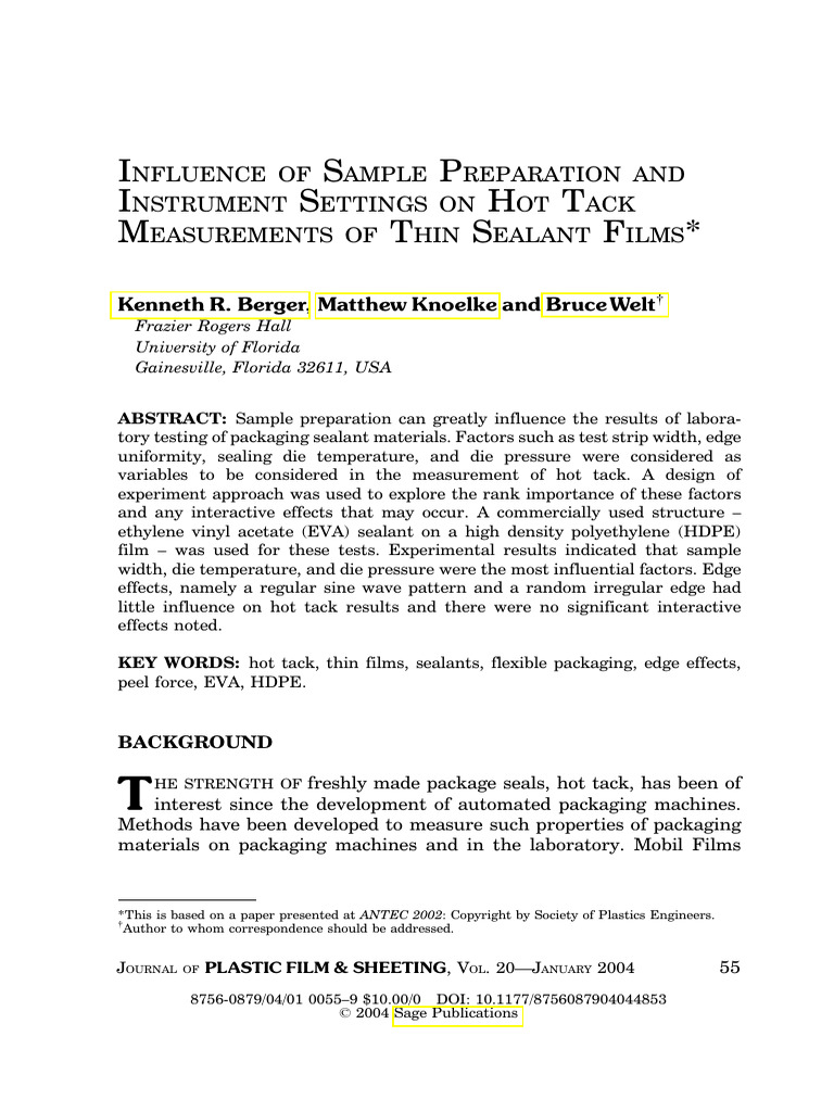 I Nfluence of Sample Preparation and | PDF | Experiment | Pressure