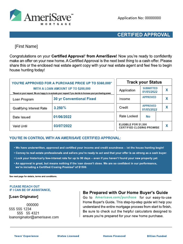 Certified Home Loan Approval Notice | PDF