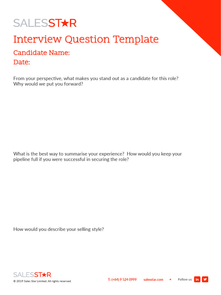 SalesStar Recruitment - Interview Questions | PDF SalesStar Recruitment - Interview Questions | PDF