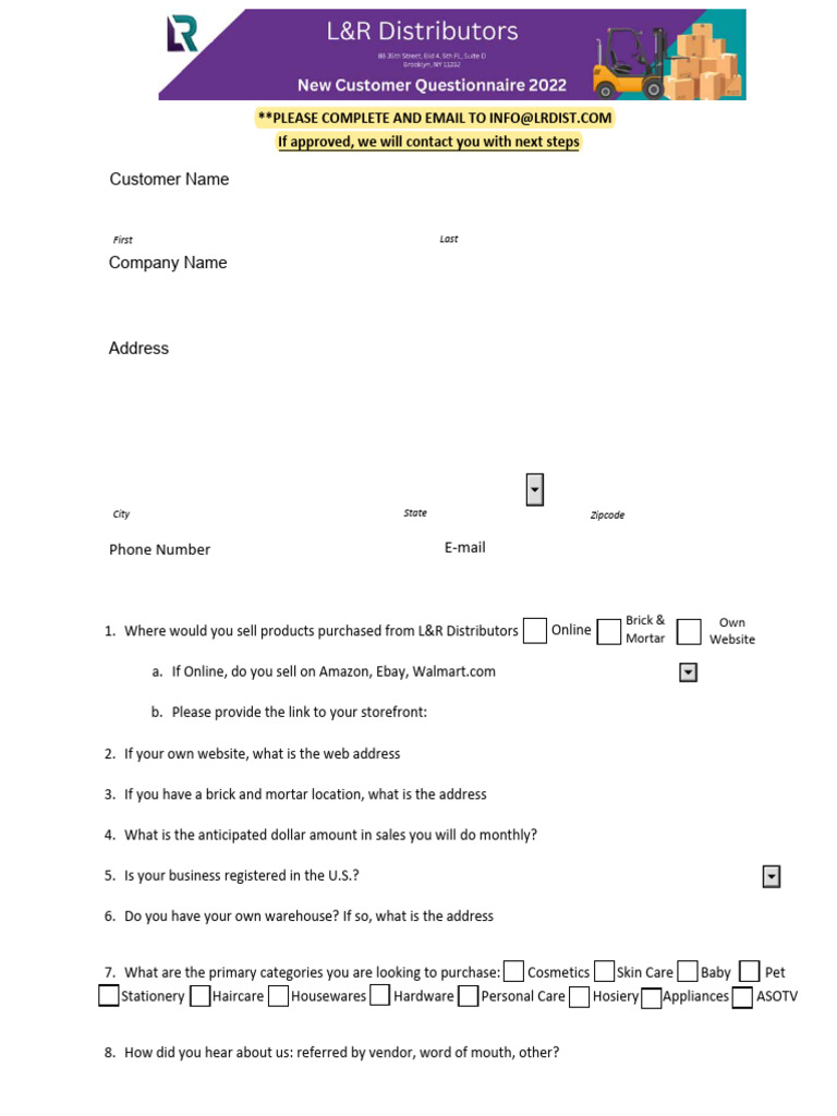 LR Customer Questionnaire | PDF
