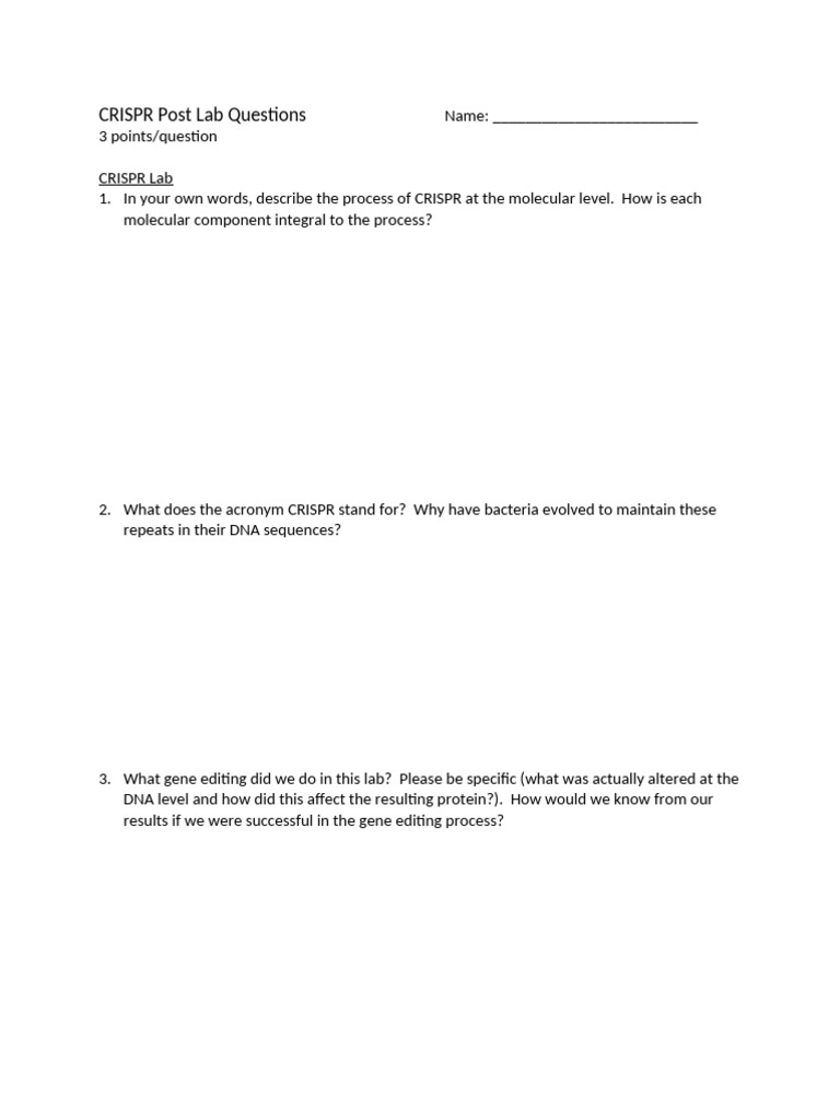 CRISPR Post Lab Questions | PDF