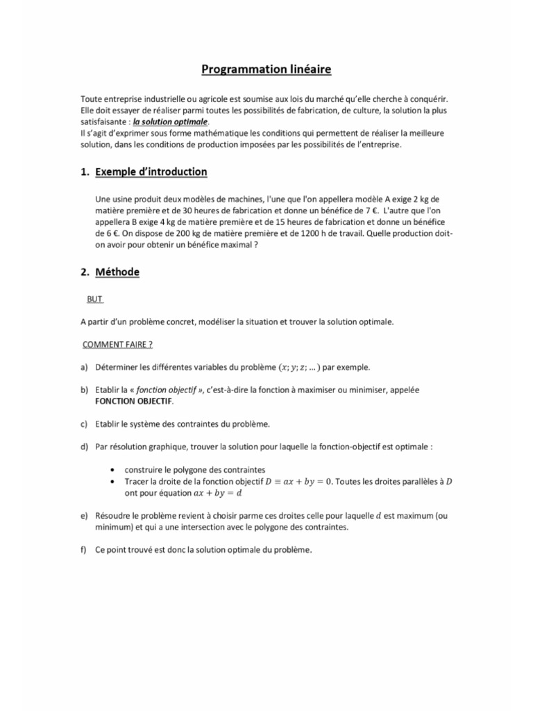 Complément-Math-Programmation Linéaire | PDF