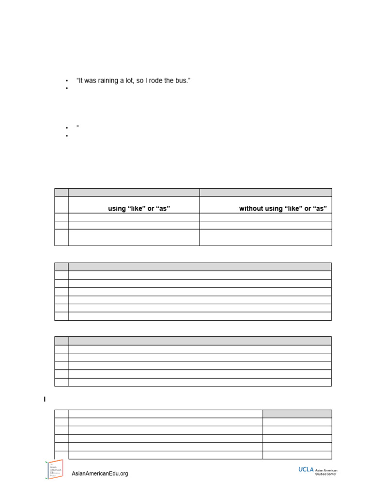 aapi-women-simile-metaphor-handout | PDF | Metaphor