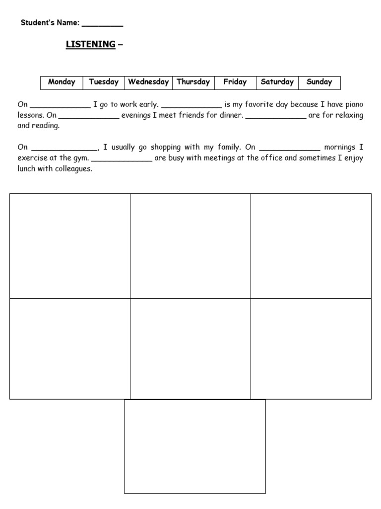 Weekly Activities Listening Exercise | PDF